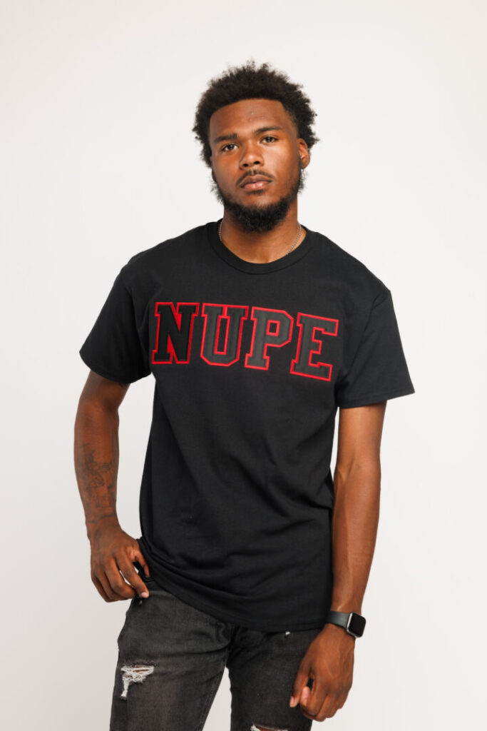 NUPE Red and Black Lettered Black T-shirt - The Divine Nine
